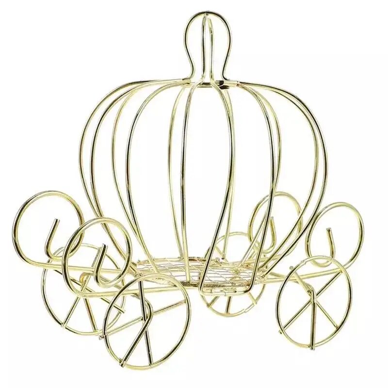 Золотая металлическая коробка для конфет в форме тыквенной каретки