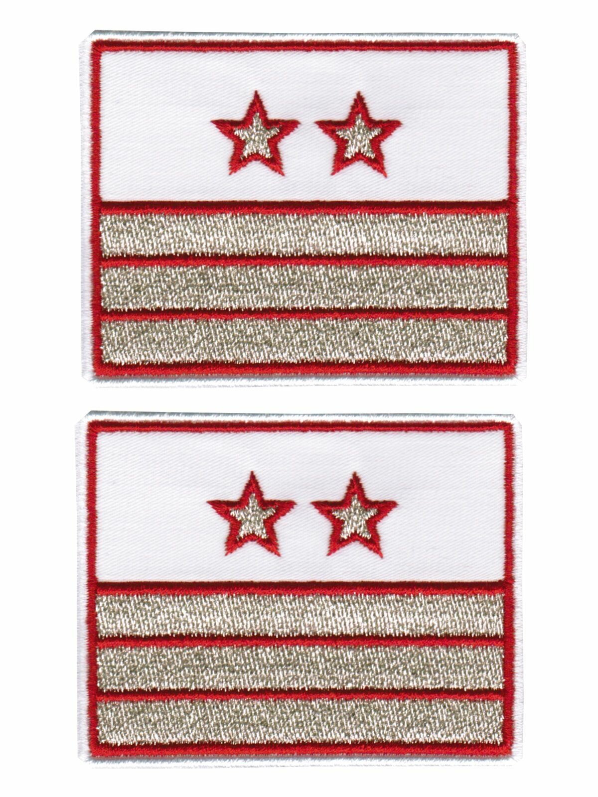 Нашивка РЖД три полосы две звезды, белая, набор 2 штуки