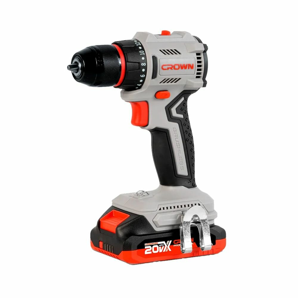 Аккумуляторная дрель-шуруповерт BL CROWN CT21131HMX-2 BMC 20В, 2*2.0Ач, 30/50Нм, кейс