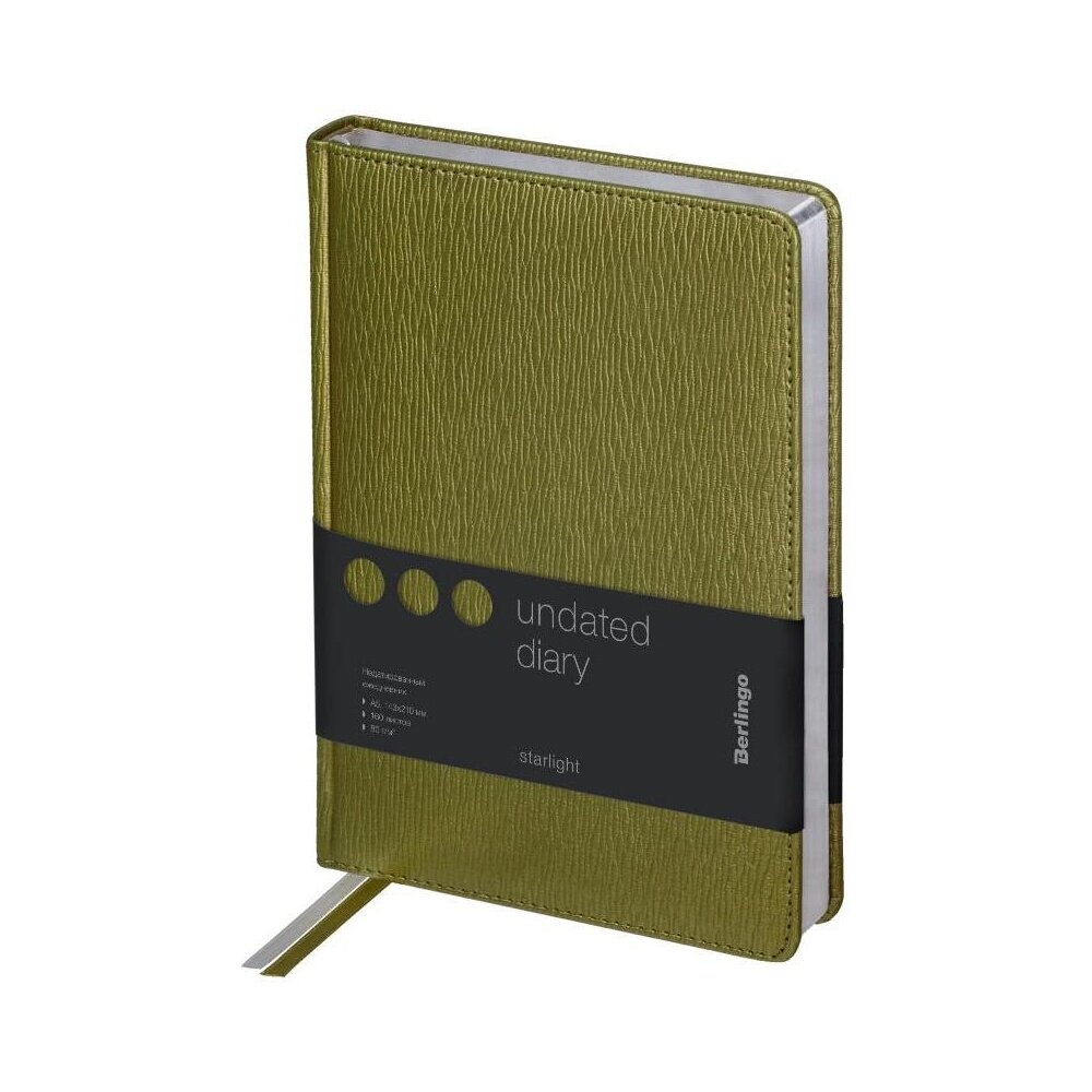 BERLINGO_ UD0_83502 Ежедневник недатированный, а5, 160л, кожзам, berlingo starlight, серебр. срез, салатовый