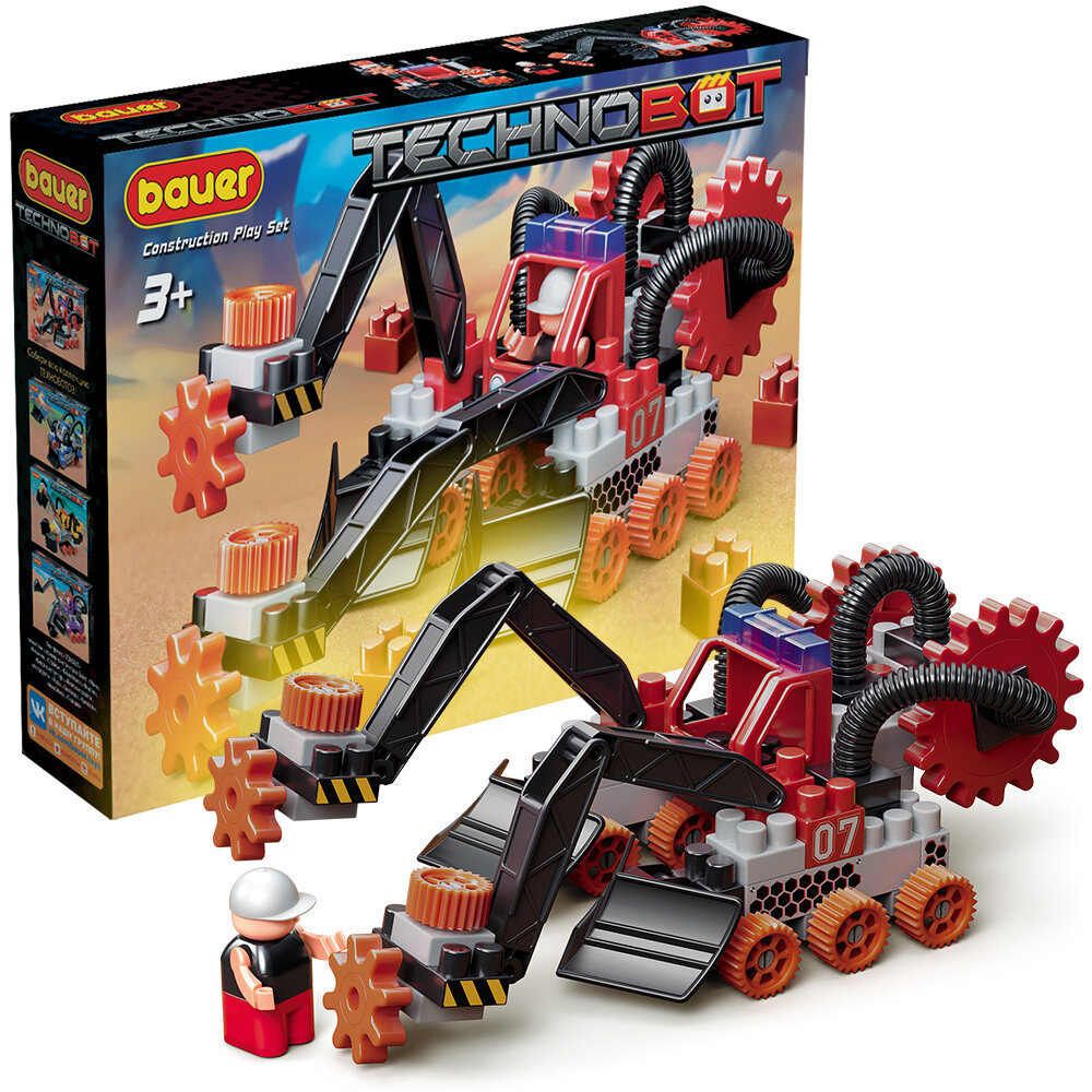 Конструктор Bauer робот "Technobot", для детей от 3-х лет, 78 деталей, красный-черный