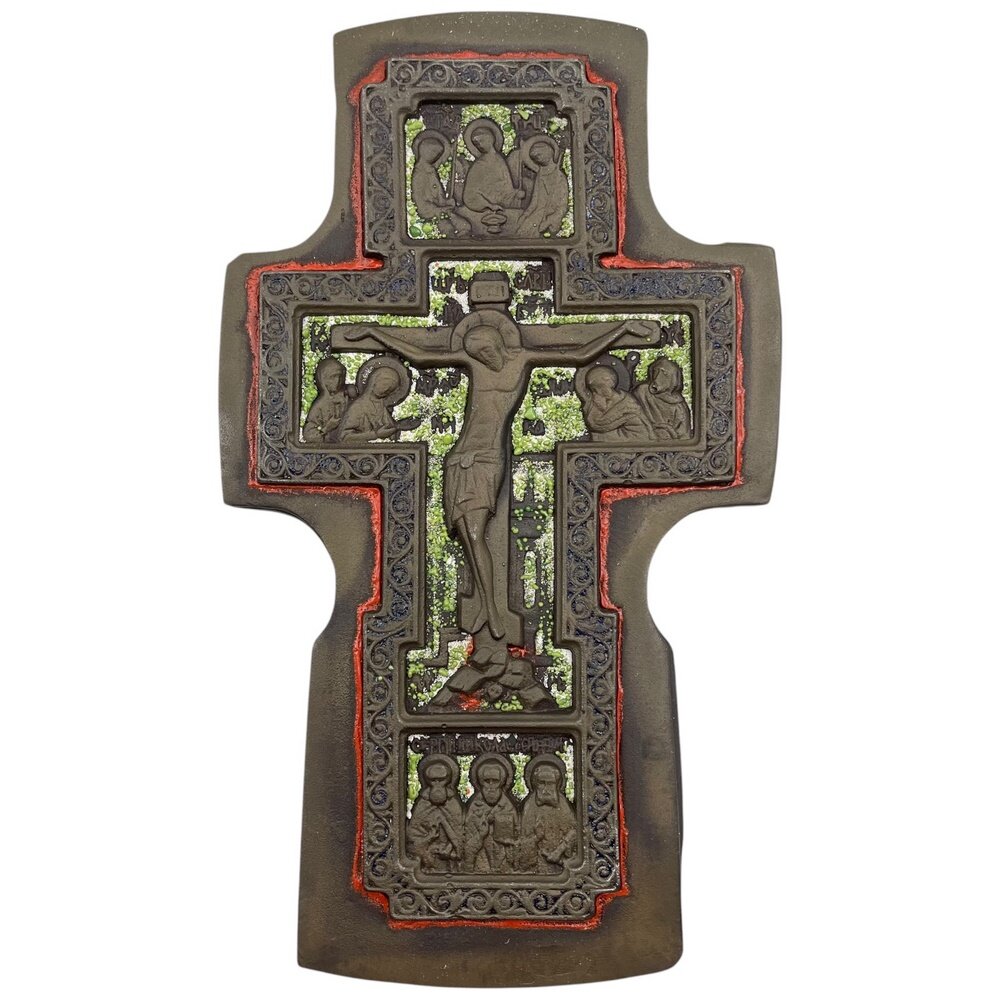 Православный крест "Распятие" чугун, эмаль 2024 г. Касли, частная работа, Россия