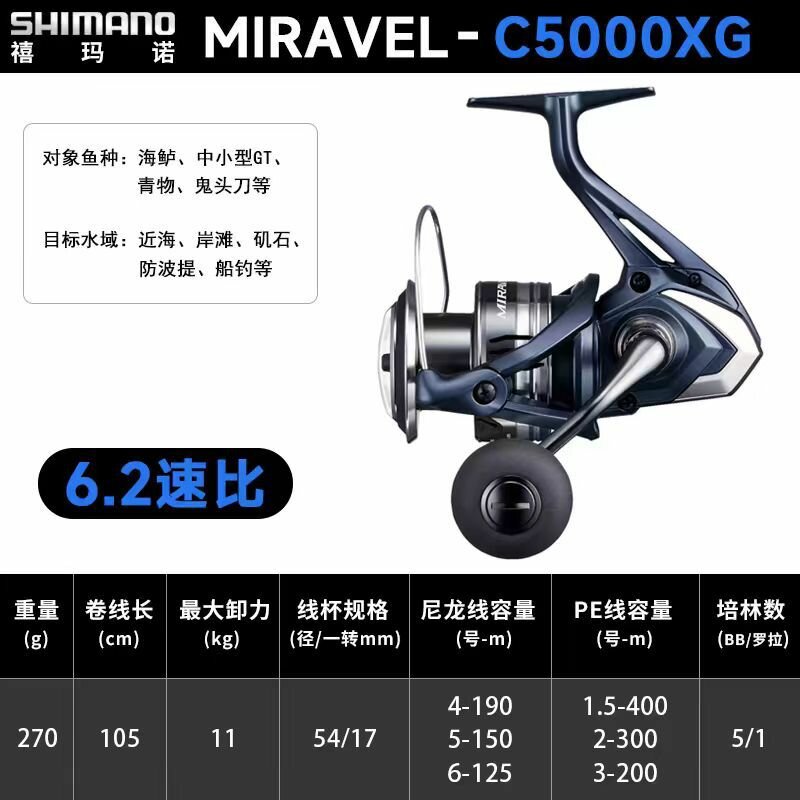 Спиннинговая катушка SHIMAN022, Shimano MIRAVEL Mirabell, C5000XG