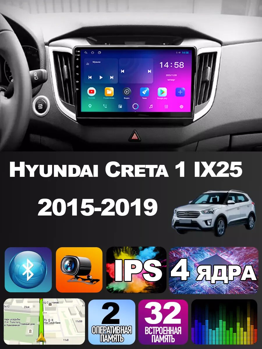 Магнитола Hyundai Creta 1 IX25 2015-2019 2+32GB