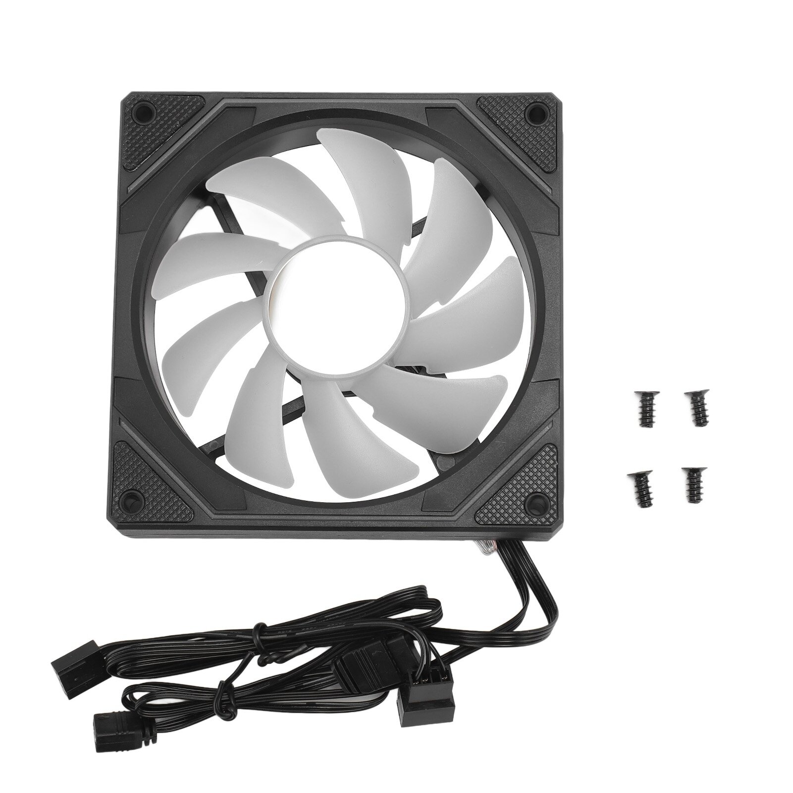 Вентилятор охлаждения компьютера ARGB PWM Контроль температуры Высокий воздушный поток Бесшумный вентилятор охлаждения корпуса для процессорного кулера Корпус компьютера Положительные лопасти вентилятора, черный