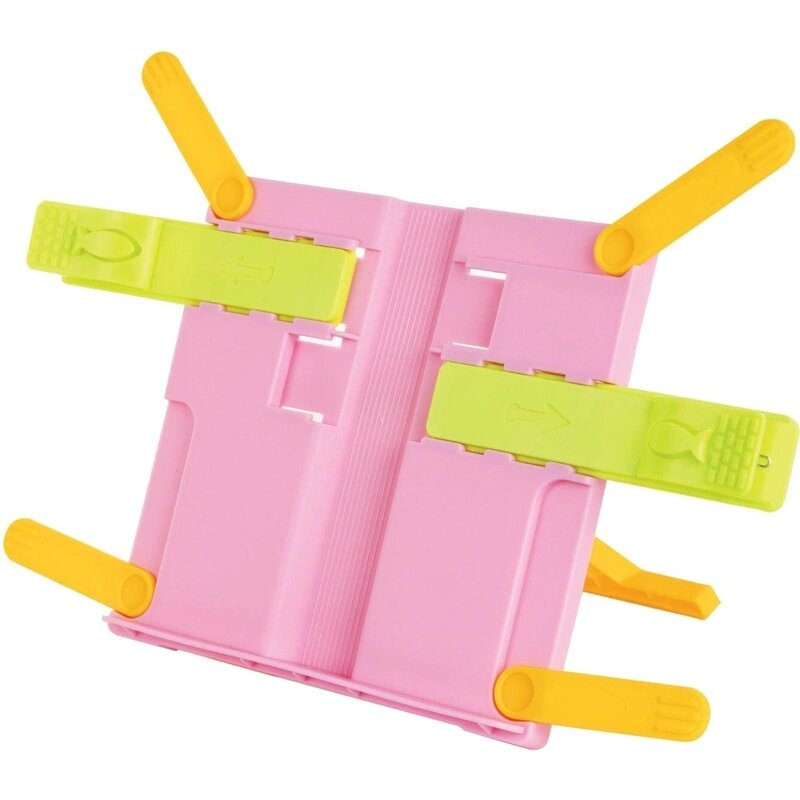 Подставка для книг с боковыми зажимами, пластик, розовая