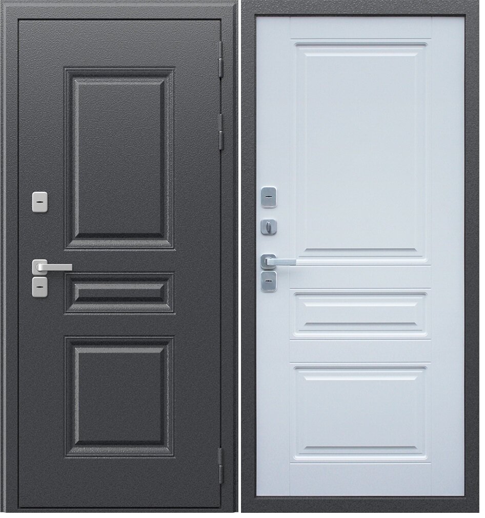 Дверь входная с терморазрывом 3 контура "Диксон", с панелью белый матовый, размер по коробке 970х2050, правая.