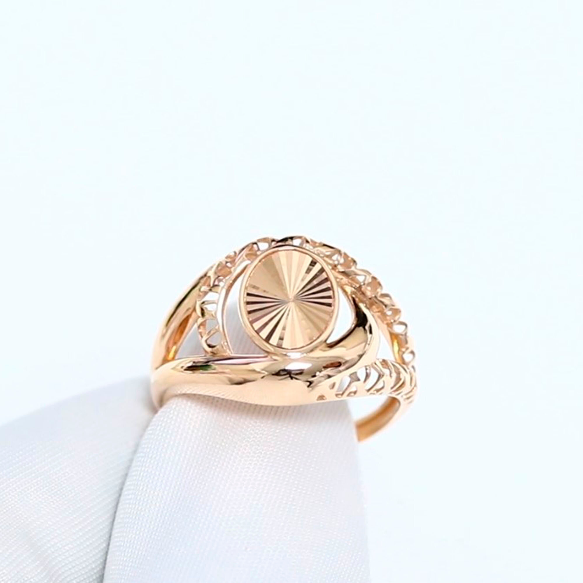 Кольцо широкое, красное золото, 585 проба