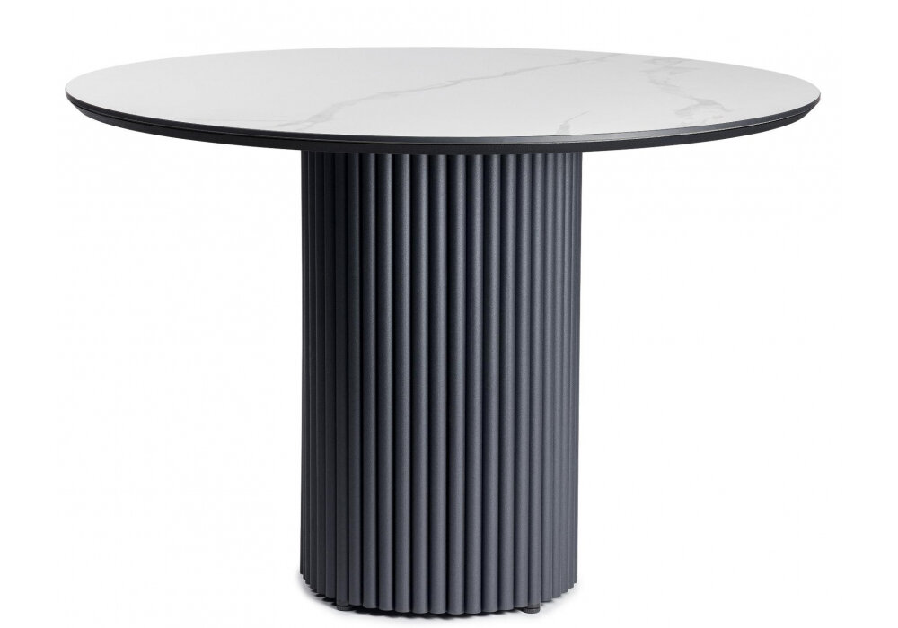 Керамический стол Барел woodville серый, керамика и металл, круглая столешница