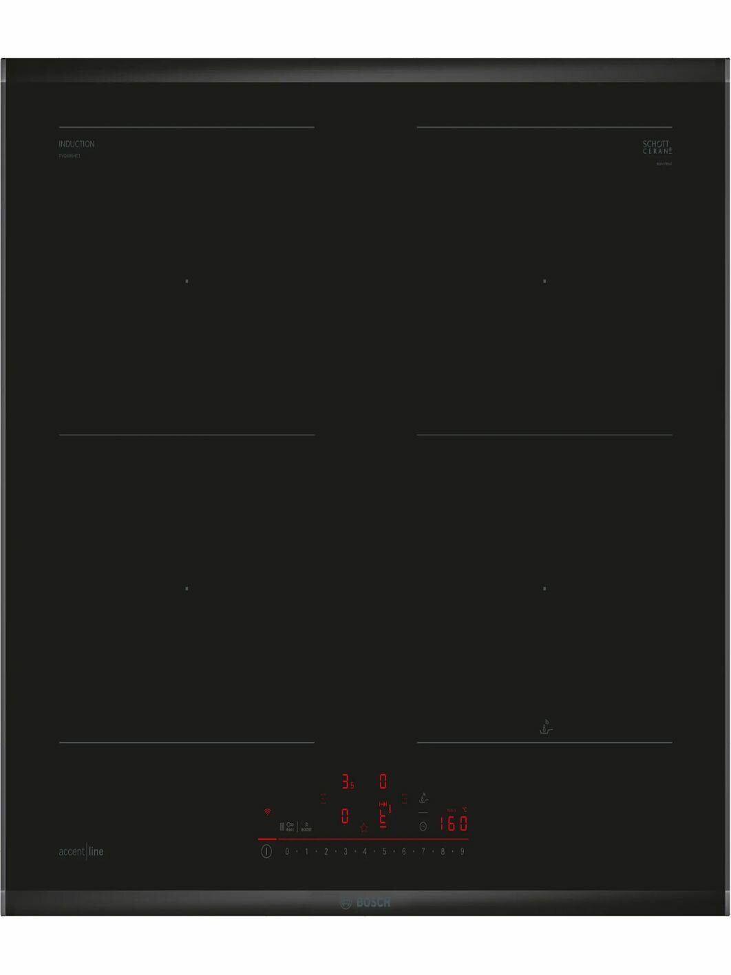 Варочная панель BOSCH PVQ695HC1Z Serie 6, индукционная, стеклокерамическая, 4 конфорки