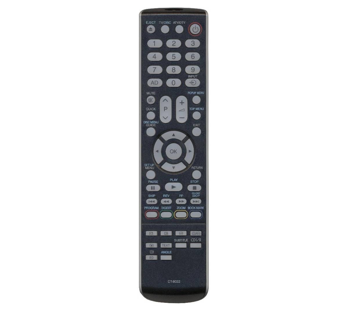 Пульт Huayu CT-8022, для телевизора, Toshiba, цвет чёрный, ИК-сигнал