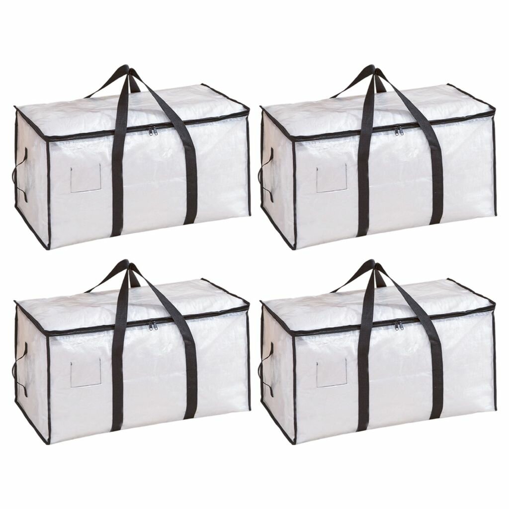 Коробка для хранения, (4 шт) прозрачная сумка для отделки одеяла для одежды большой емкости с сеткой портативная водонепроницаемая и влагостойкая тканая сумка для хранения-средний объем 88Л