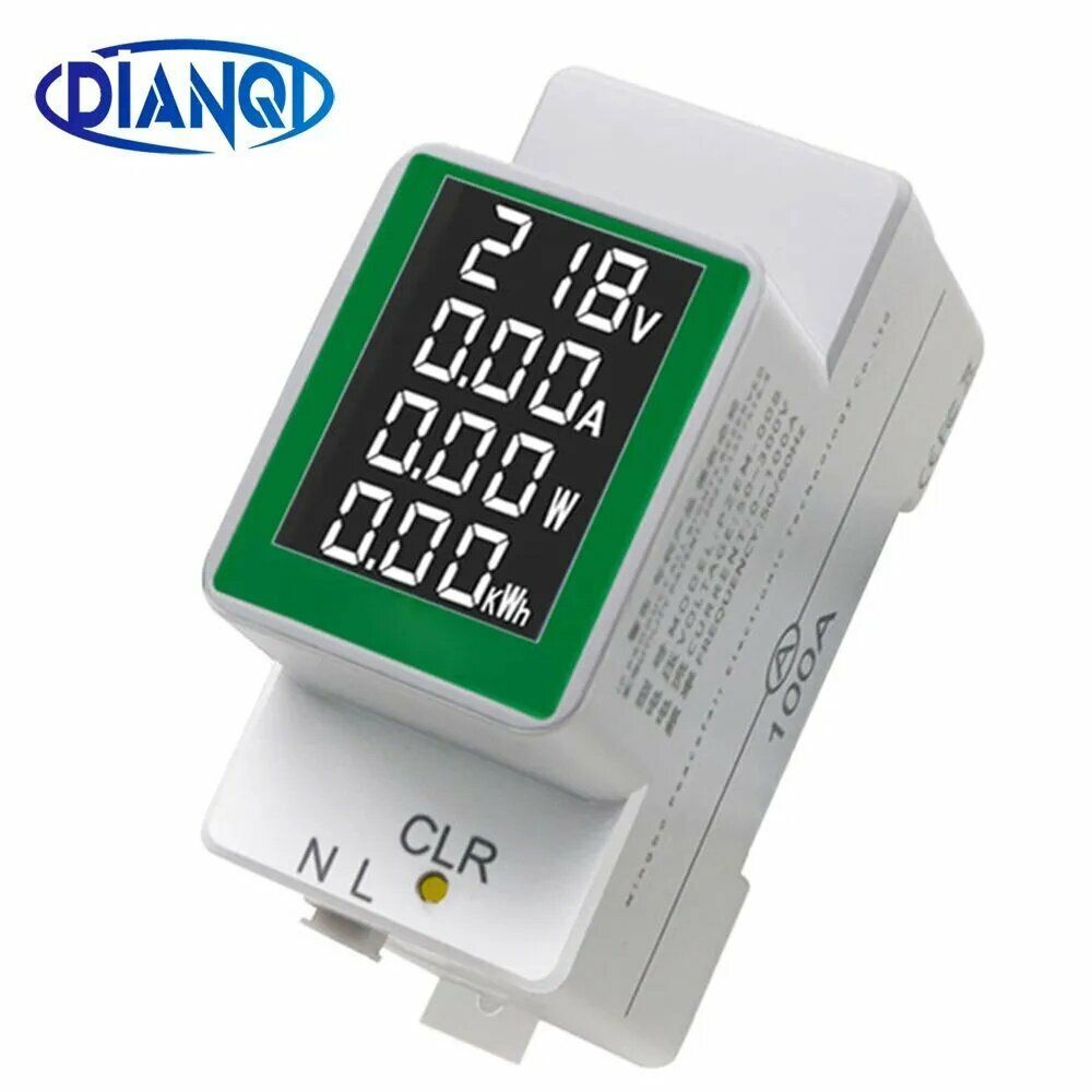 Монитор переменного тока на Din-рейке 4В1 110В 220В 100А Напряжение Ток кВтч Счетчик электроэнергии вольт Ампер Вольтметр Амперметр Ваттметр