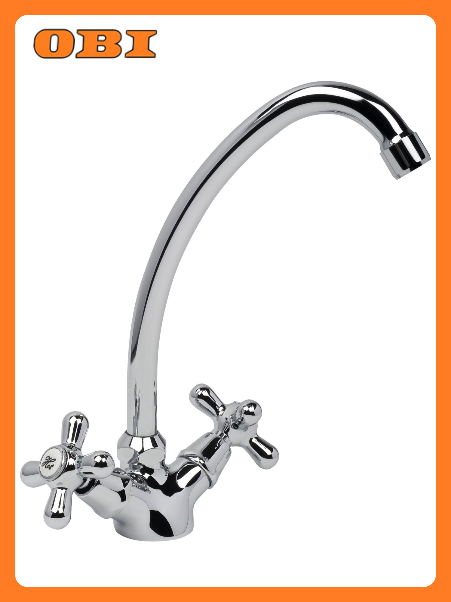 Смеситель для кухонной мойки ARGO RETRO 022 высокий поворотный излив, хром