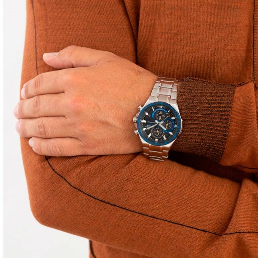 Наручные часы CASIO, серебряный, черный, синий — фото 1