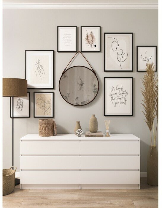 Клик Мебель Комод для хранения «Клик Мебель. Мадера», 6 ящиков, 1200×420×775 мм, цвет белый