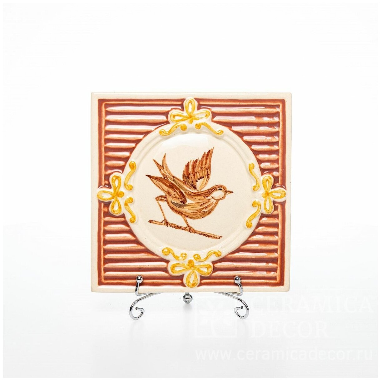 Изразец Элеганс с росписью "Воробушек"