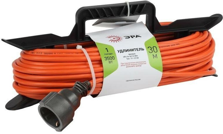 Удлинитель-шнур на рамке 1х30м с заземл. 16А IP20 UFx-1e-3х1.5-30m ПВС 3х1.5 Эра Б0046830