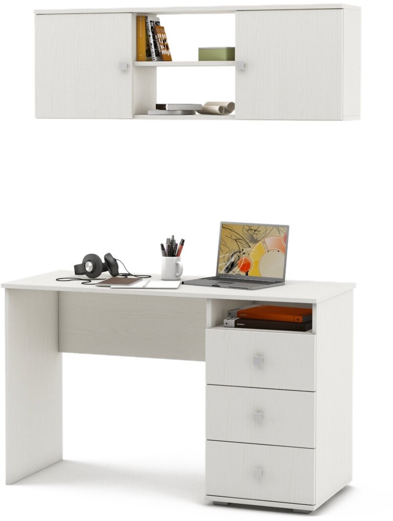 Письменный стол Тунис (Никс) 7, с ящиком, ЛДСП, 120x75x50 см Белый