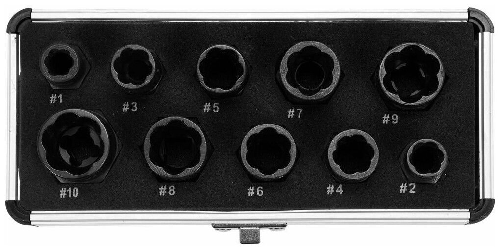 Набор YATO, экстрактор для поврежденных болтов, головок и гаек, легированная сталь, 10шт