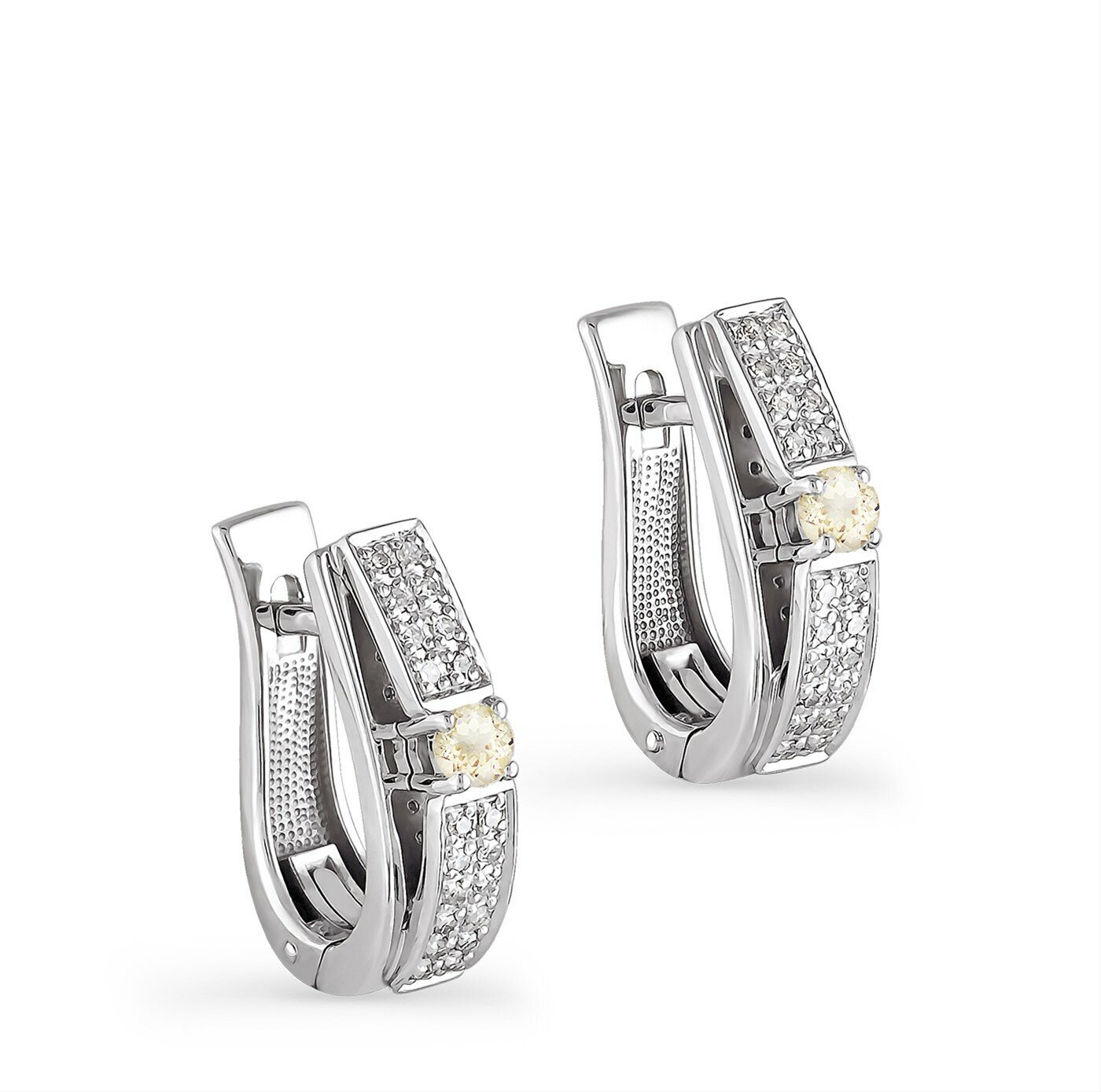 Серьги, белое золото, 585 проба, бриллиант