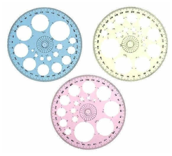 Транспортир 12 см, 360 , с окружностями, тонированный, микс (48 шт)