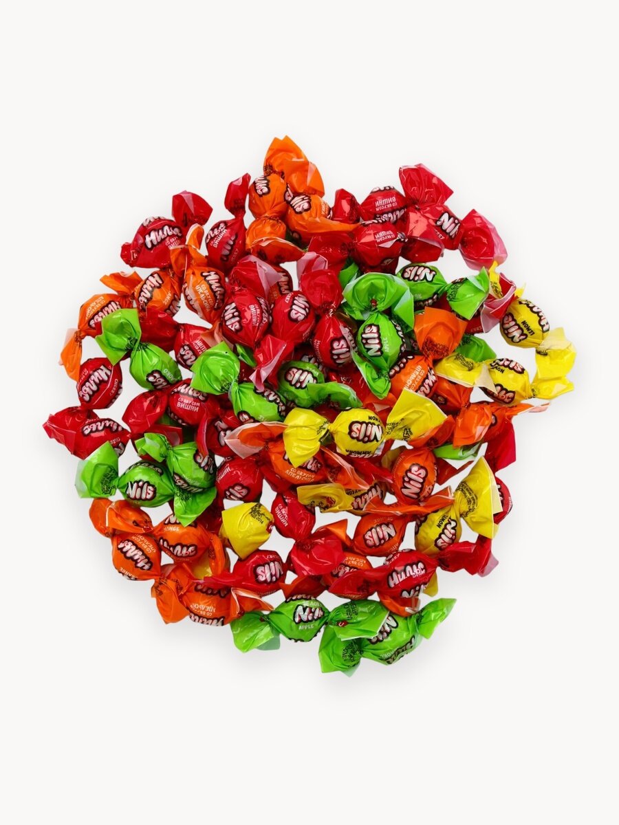 Конфеты "Нильс", жевательные, вес 280 гр, ассорти вкусов, разноцветные