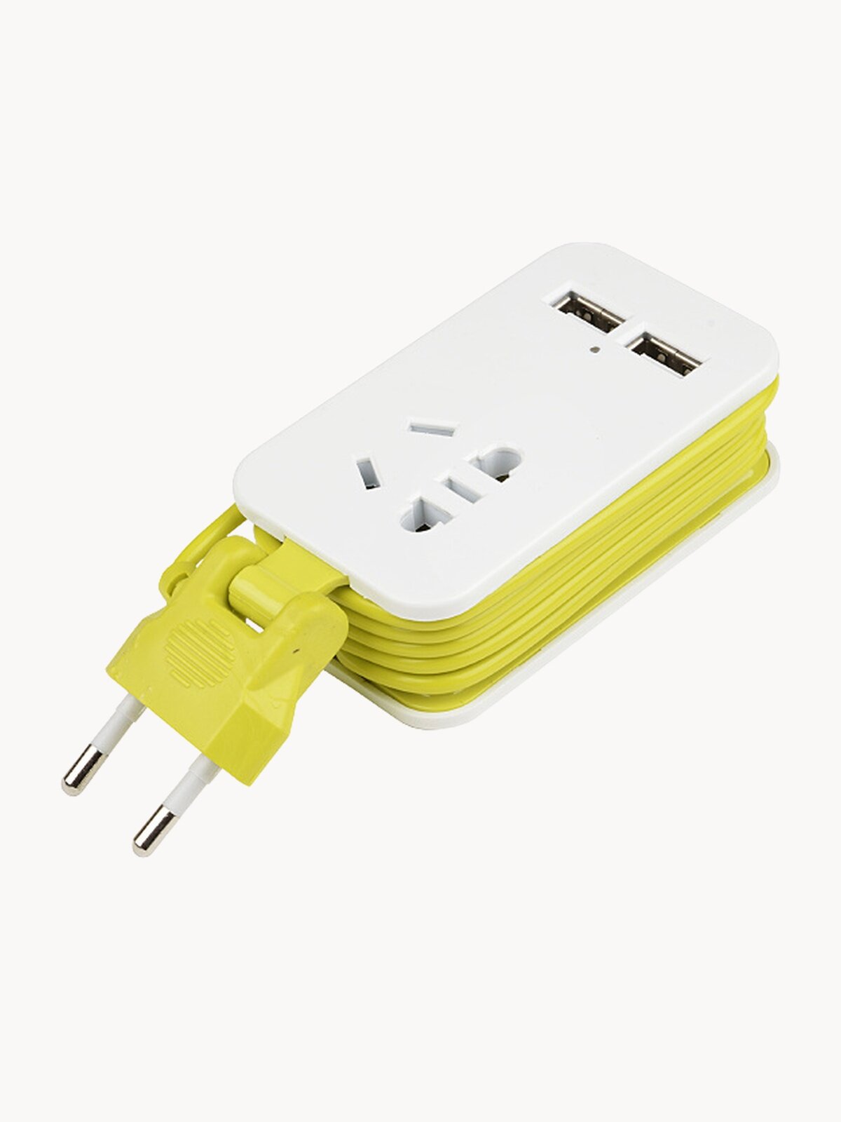 Удлинитель Uniel S-CT1-1,5U WHITE/GREEN LM серии Travel, шнур 1,5м, 1 гнездо, б/з, 2USB*1,1A. Белый с салатовым, UL-00003429