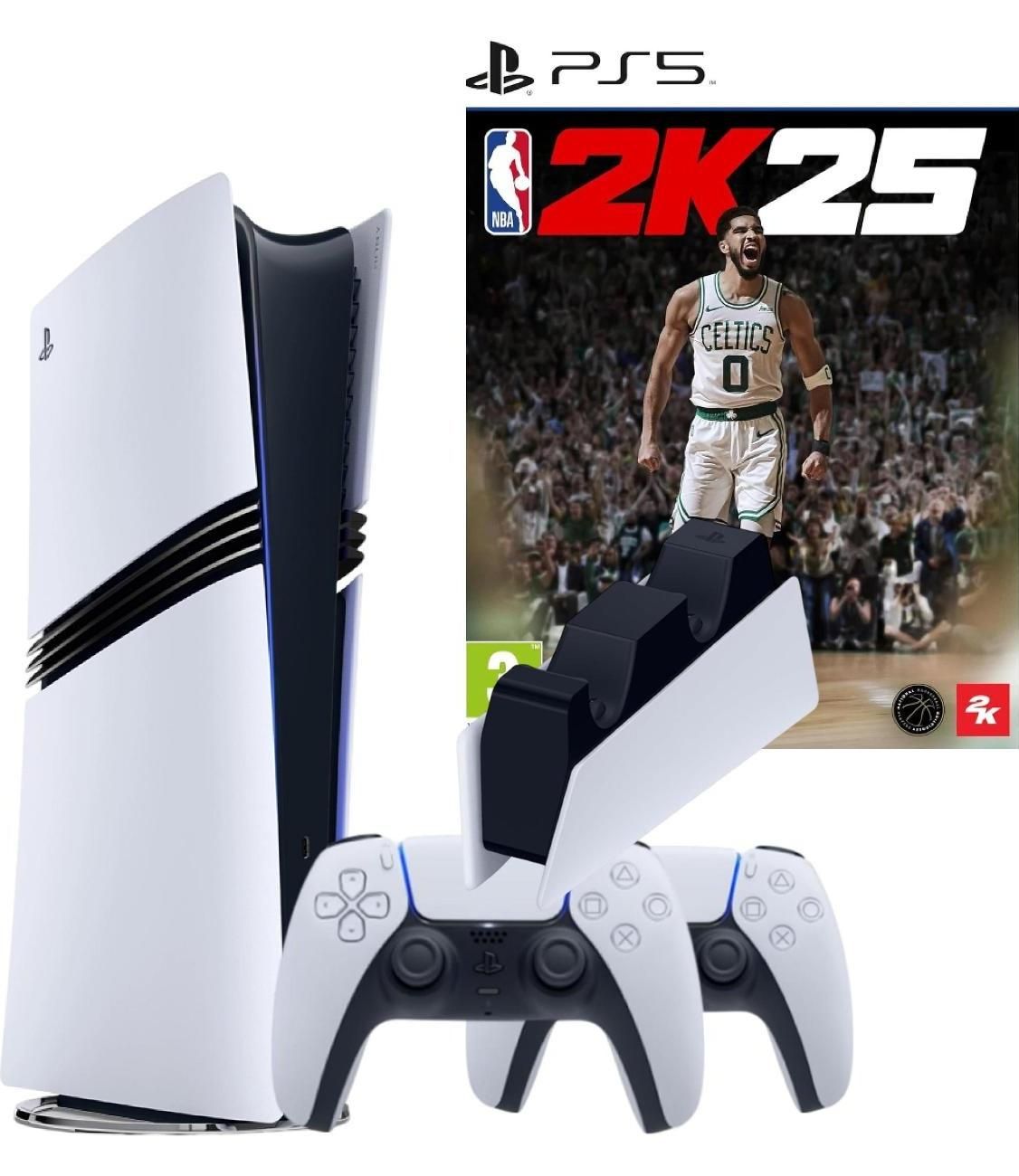 Игровая приставка Sony PlayStation 5 ProWhite+иNBA 2K25+зарядная станция