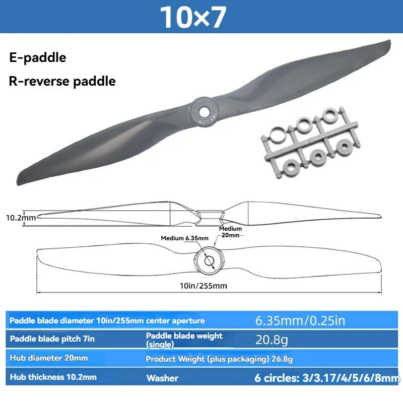 Пропеллер E-paddle R-reverse 10x7, серый
