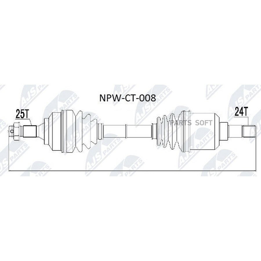 Полуось от официального дистрибьютора, NTY, артикул NPWCT008