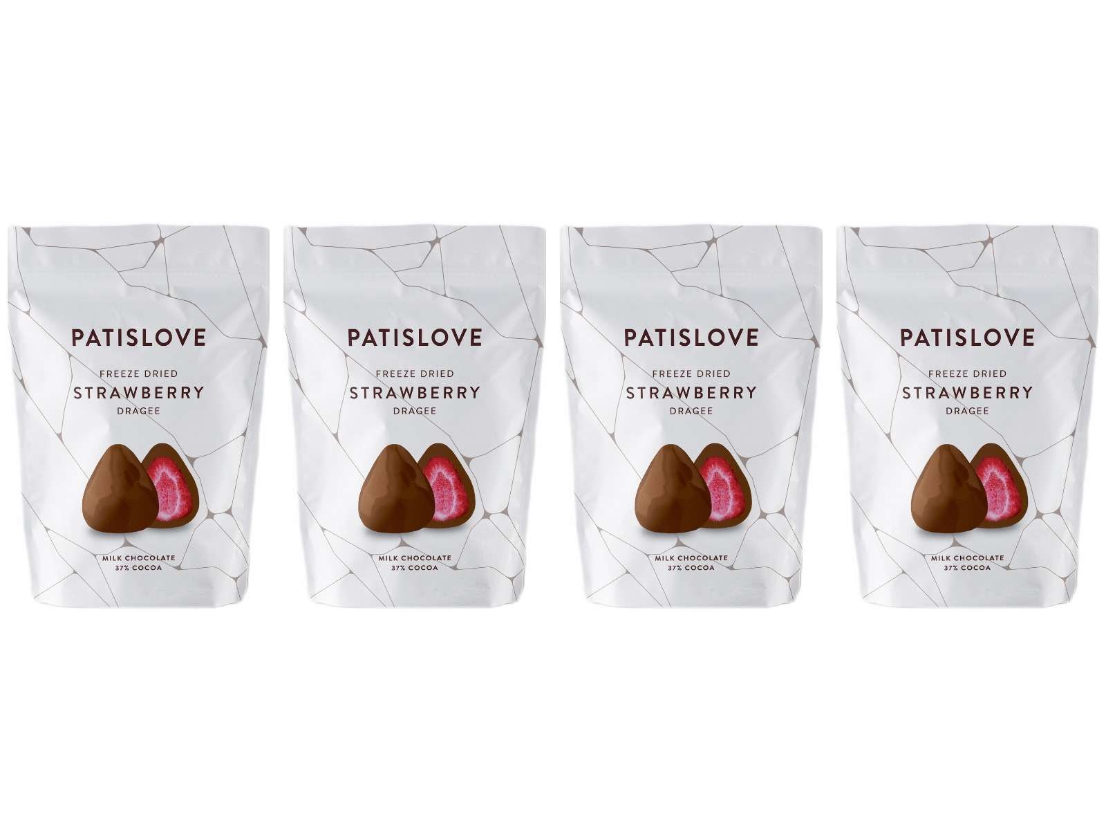 Patislove Драже клубника-молочный шоколад, 80 г, 4 уп.