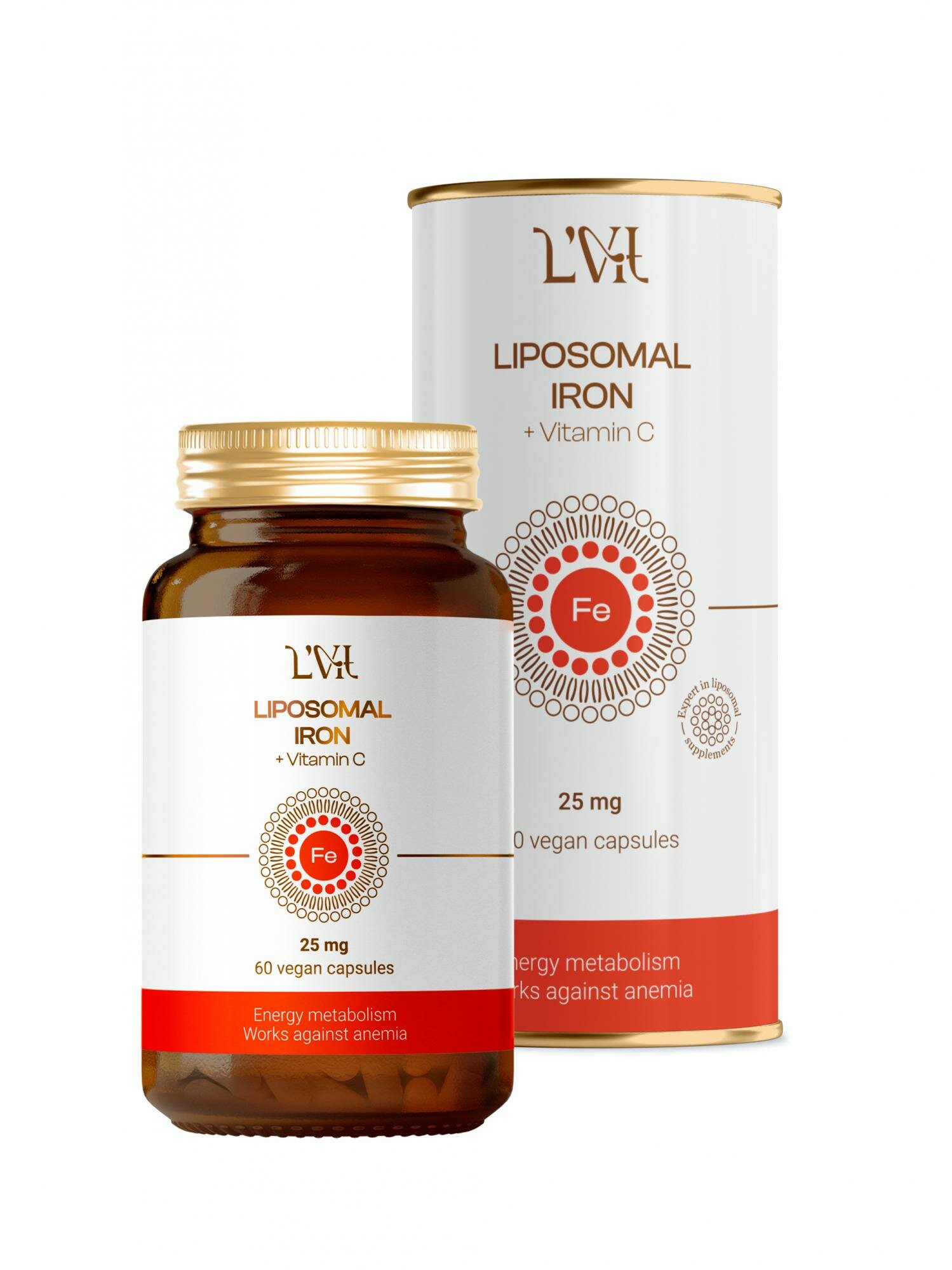 Liposomal Iron + Vitamin С Липосомальное Железо + Витамин С 60 капсул (без диоксида титана)