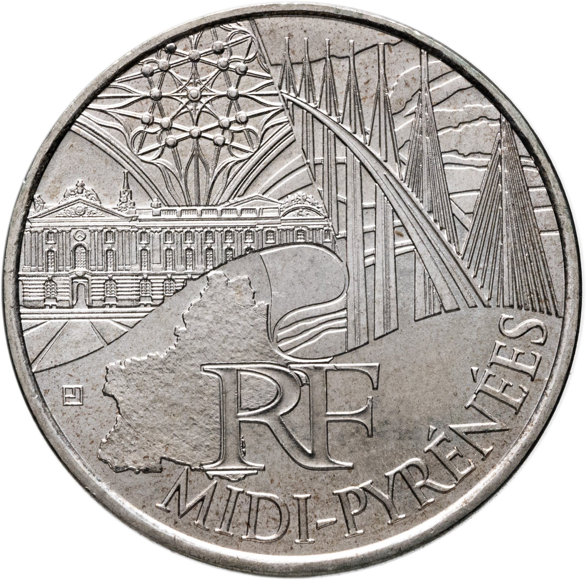 Франция 10 евро 2011 "Регионы Франции - Юг-Пиренеи", Серебро 500, в сохранности UNC