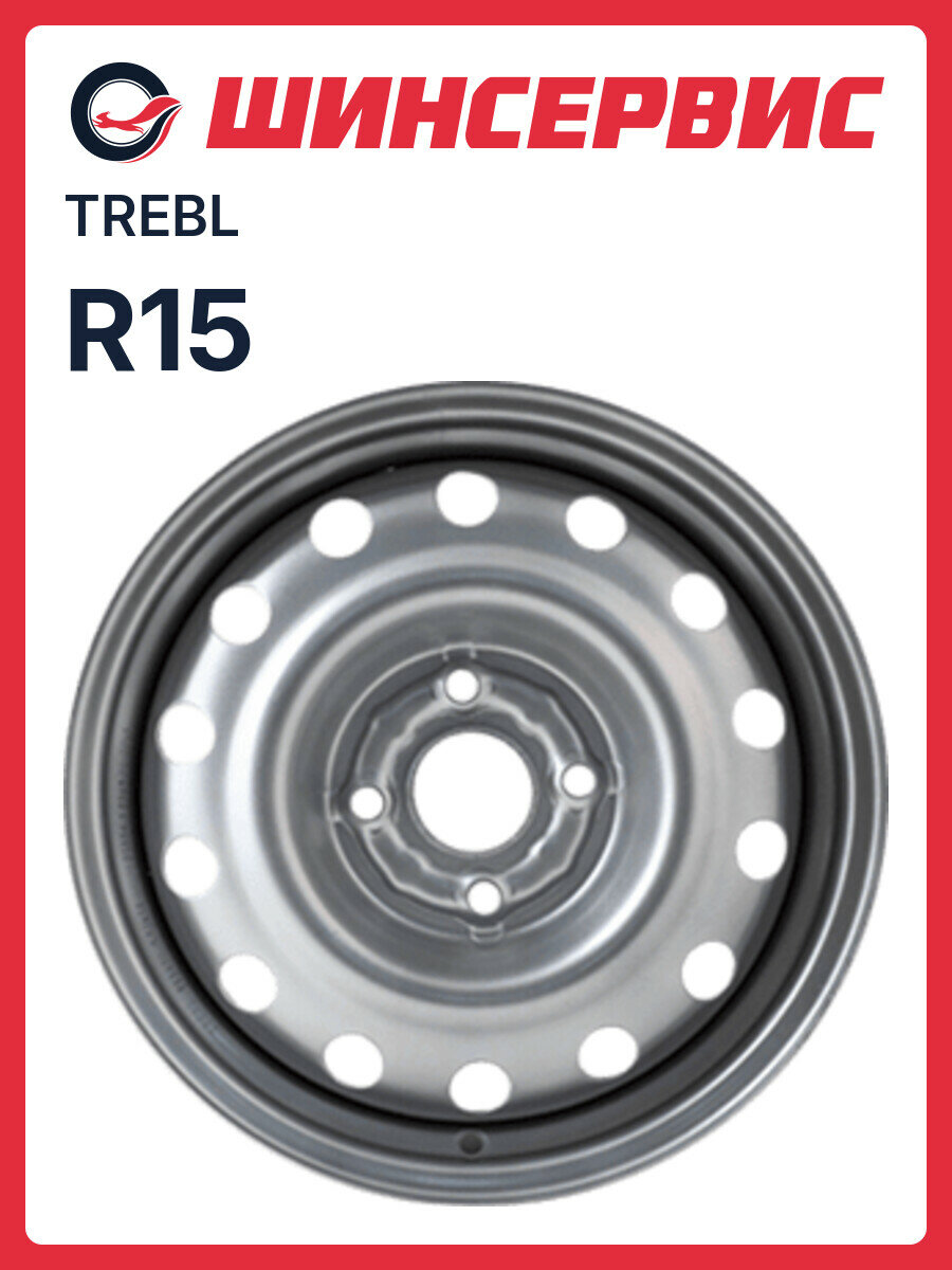 Стальной колесный диск TREBL 8114 R15x6J 4x100 ET48 ЦО54.1 для автомобиля