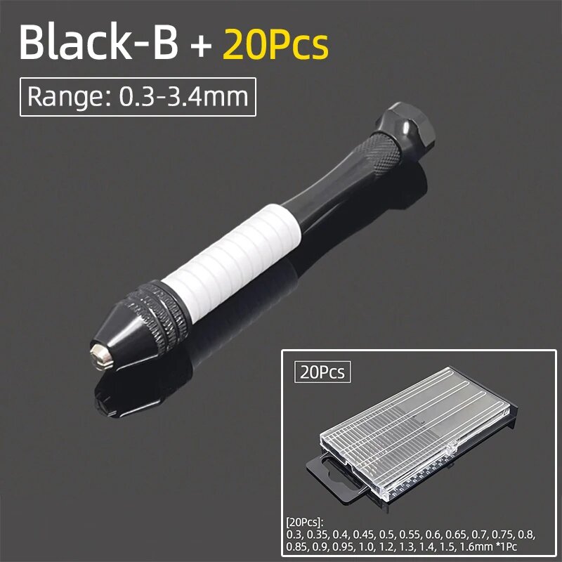 Набор сверл Black-B 0.3-3.4 мм, 20 шт