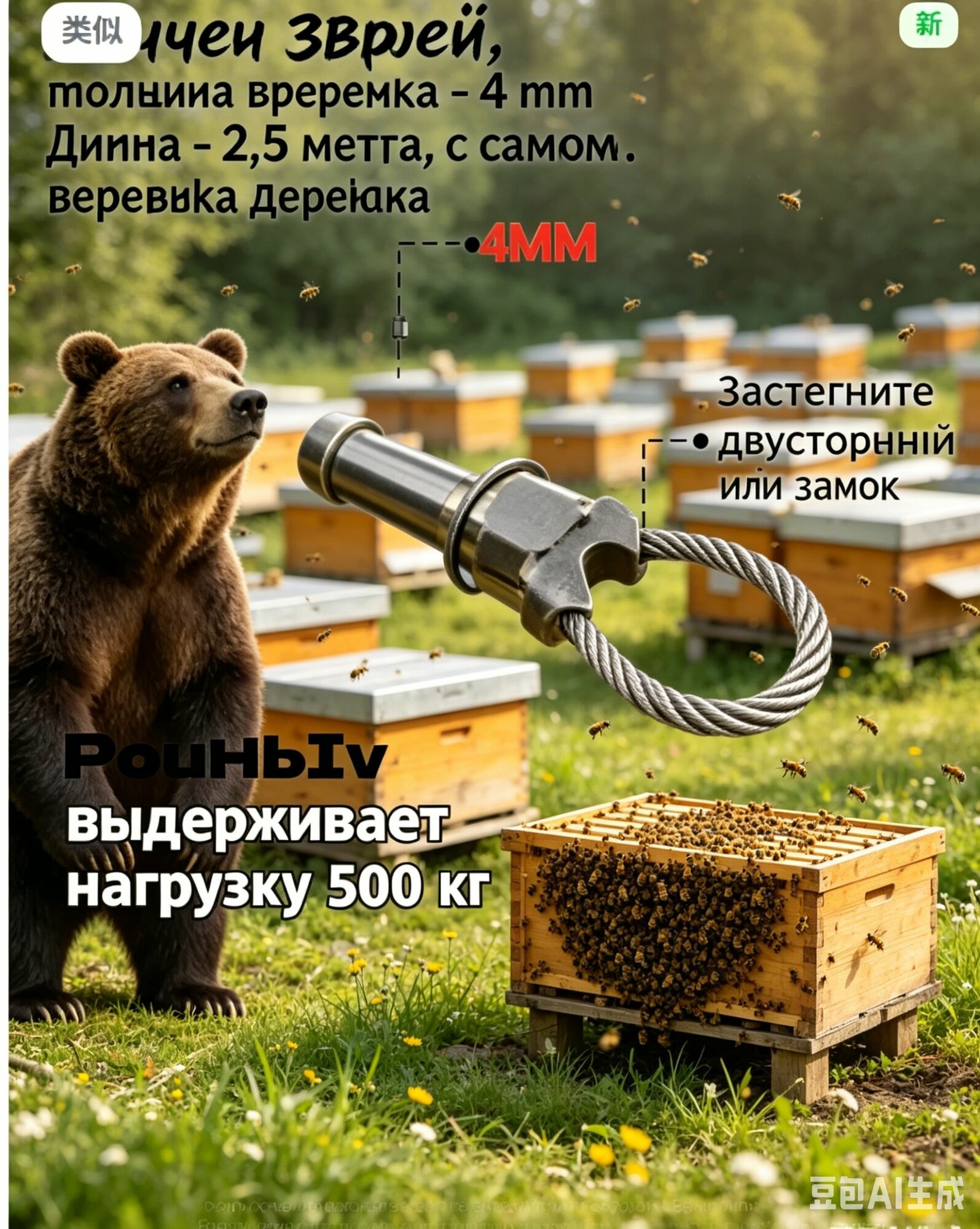 Устройство для медведя, проволока 4 мм, защита мёда