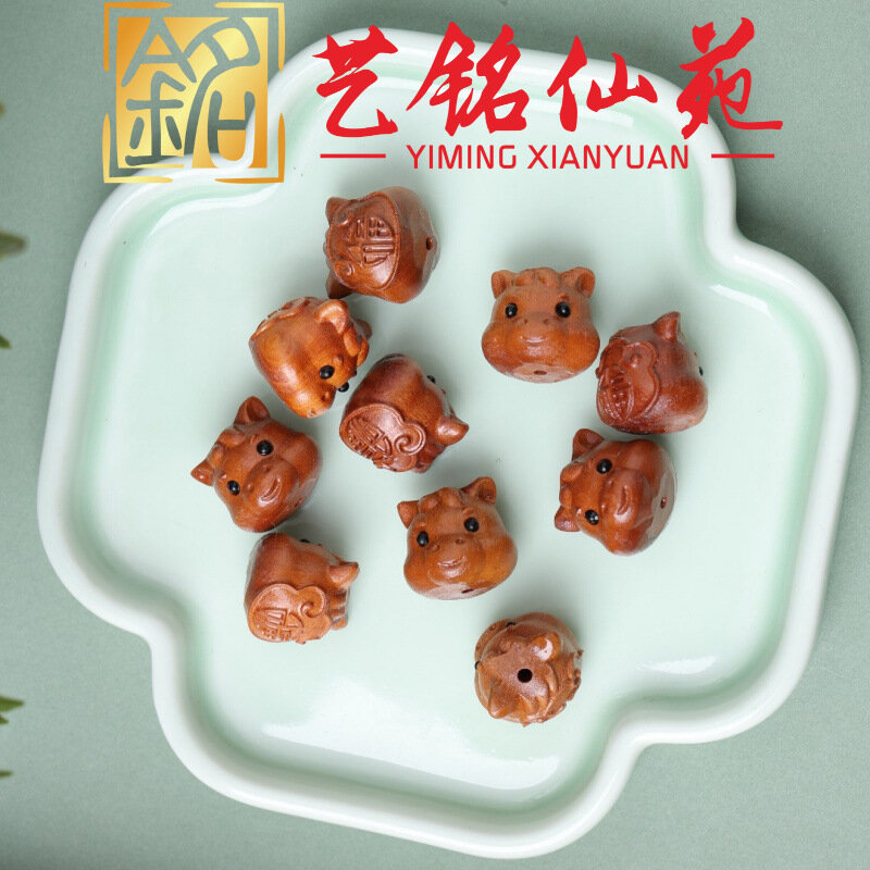 Yiming Xianyuan Розовое дерево Лошадь Резная деревянная подвеска бусина для украшений 1шт
