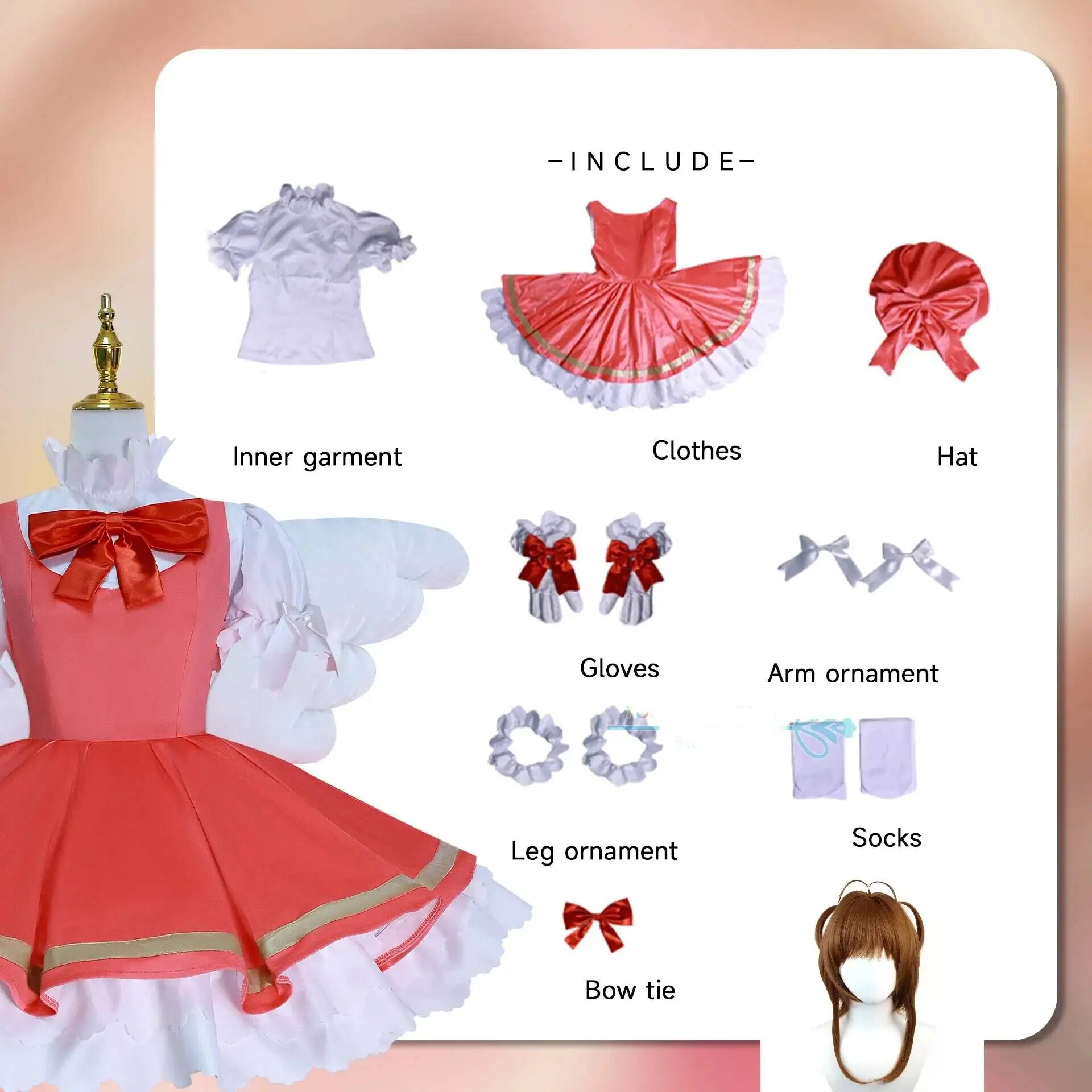 Косплей костюм Сакуры из аниме Cardcaptor Sakura One Size, Costume And Wigs