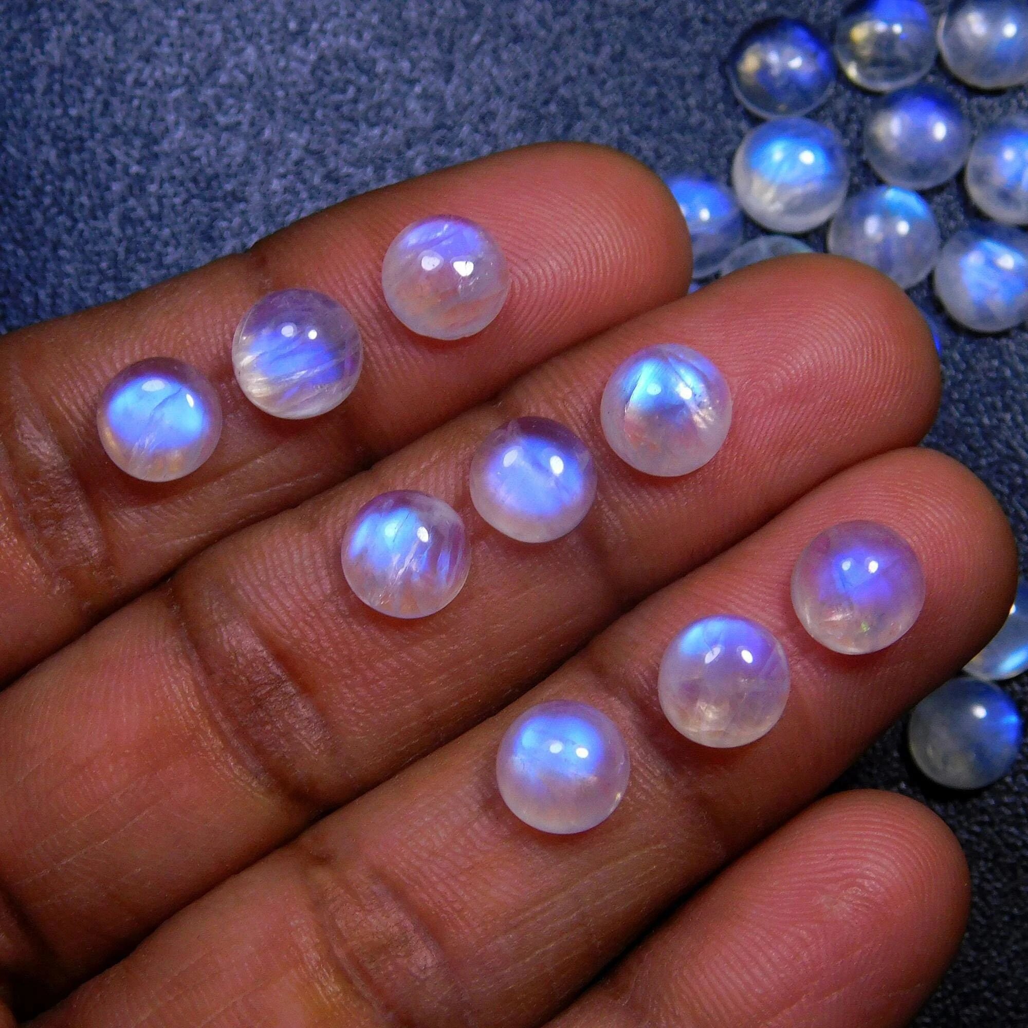 Синие лунные камни кабошон 10mm 10pieces
