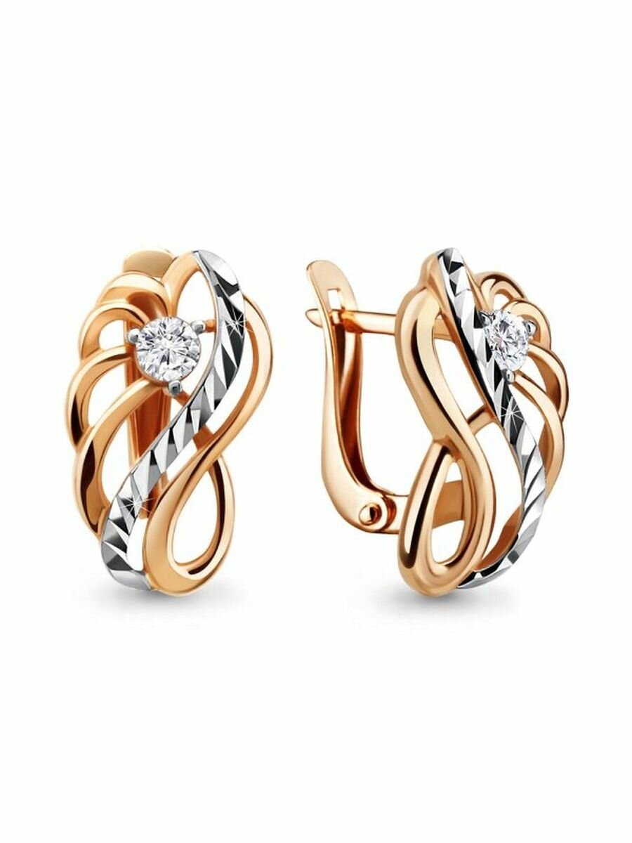 Серьги, красное золото, 375 проба, фианит