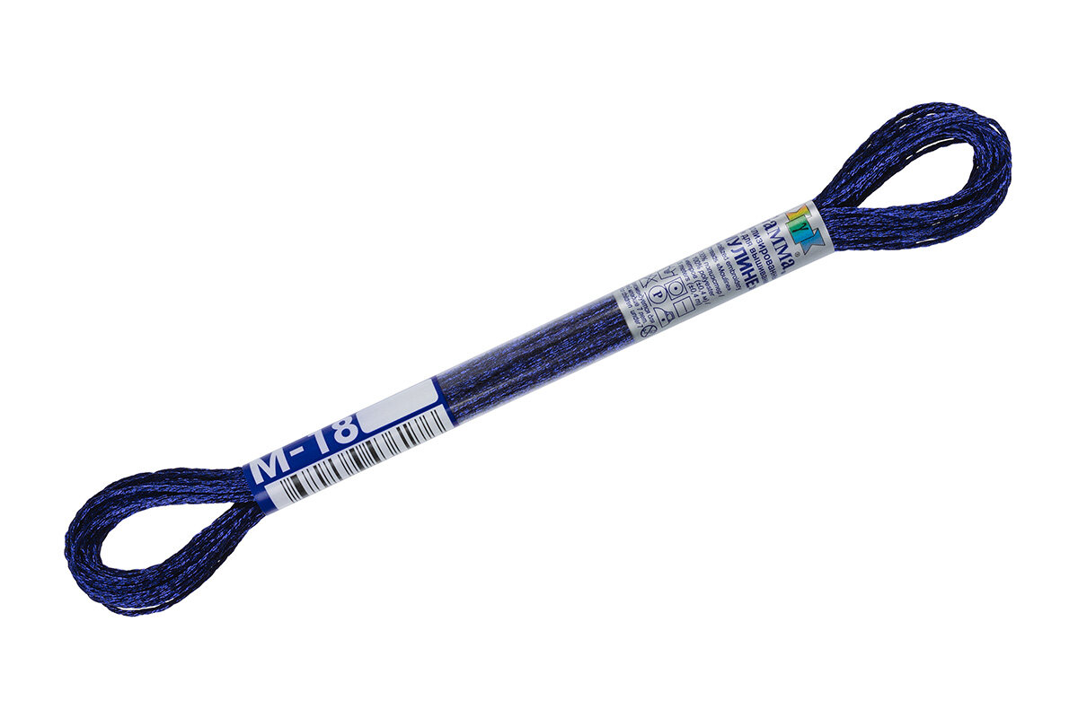 Мулине "Gamma" NM металлик 100% полиэстер 8 м М-18 т. синий