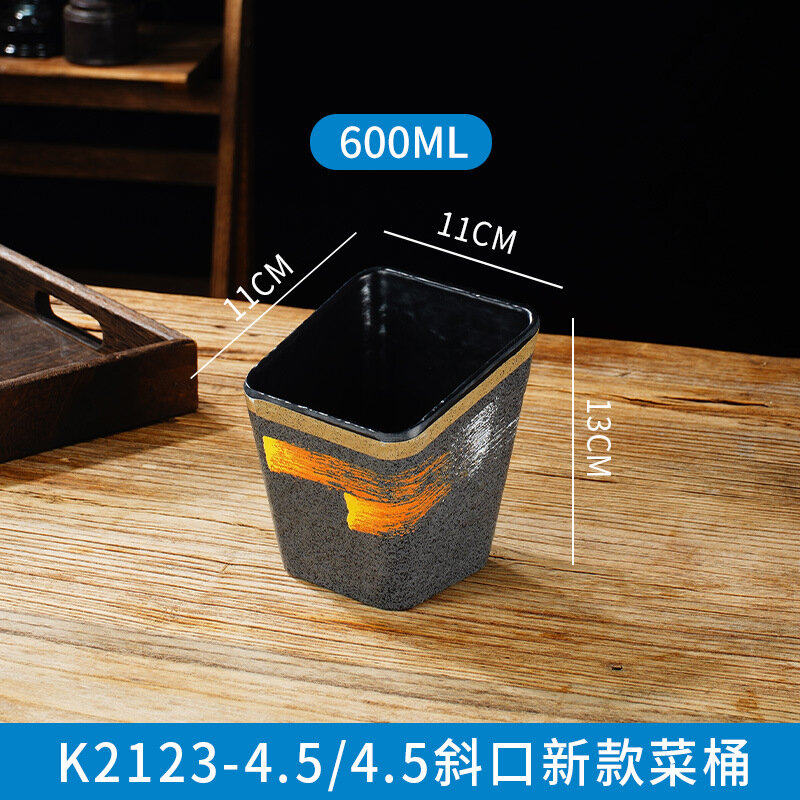 Меламин натирание блюдо в форме чаши Ретро натирания блюдо чаша Овощной скошенный блюдо бочонок китайская барная посуда