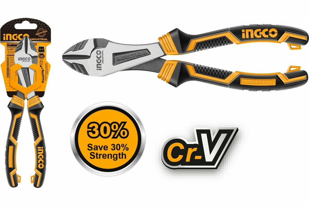 INGCO Усиленные бокорезы 180 мм INDUSTRIAL HHHDCP28180 для резки стали и кабелей