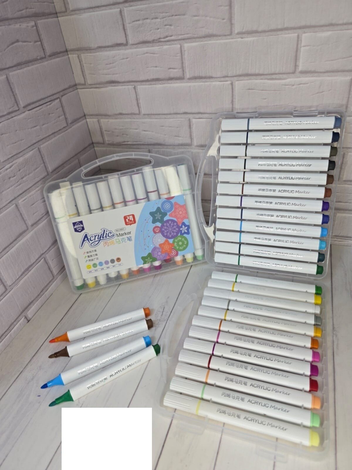 Акриловые маркеры набор для скетчинга и рисования, 24 цветов