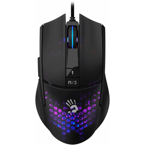 Мышь проводная A4Tech Bloody L65 Max черный/фиолетовый, 12000 dpi, USB, кнопки - 7