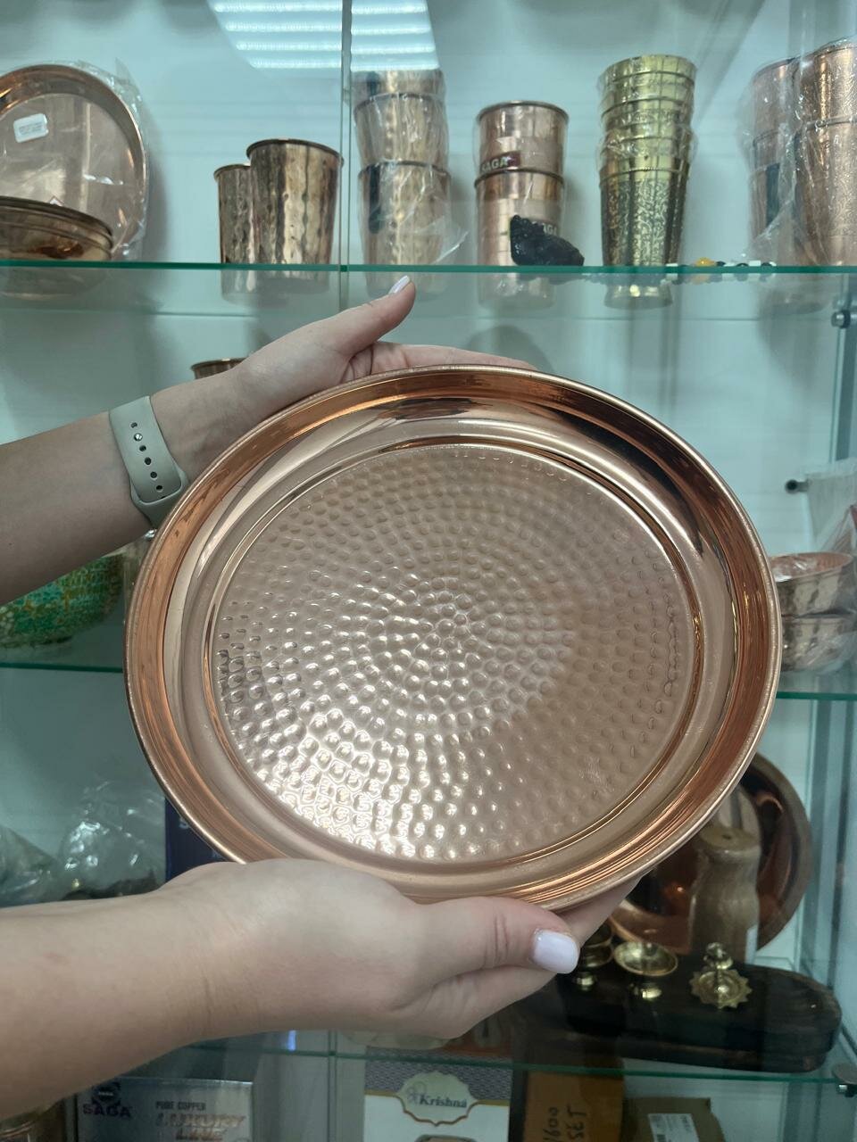 Медная тарелка диаметром 26 см, ручная работа, Индия (oxan)