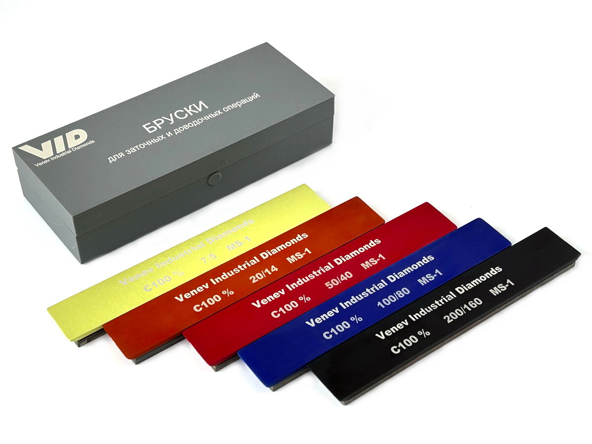 Набор алмазных брусков VID, MS-1, C100%, COLOR, в боксе 5 шт