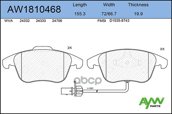 Колодки тормозные AYWIparts арт. AW1810468