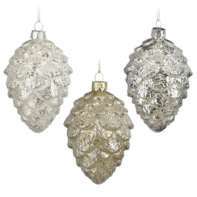 Набор стеклянных елочных игрушек Шишки - Birmingham 10 см, 12 шт, Edelman, 1163147-набор